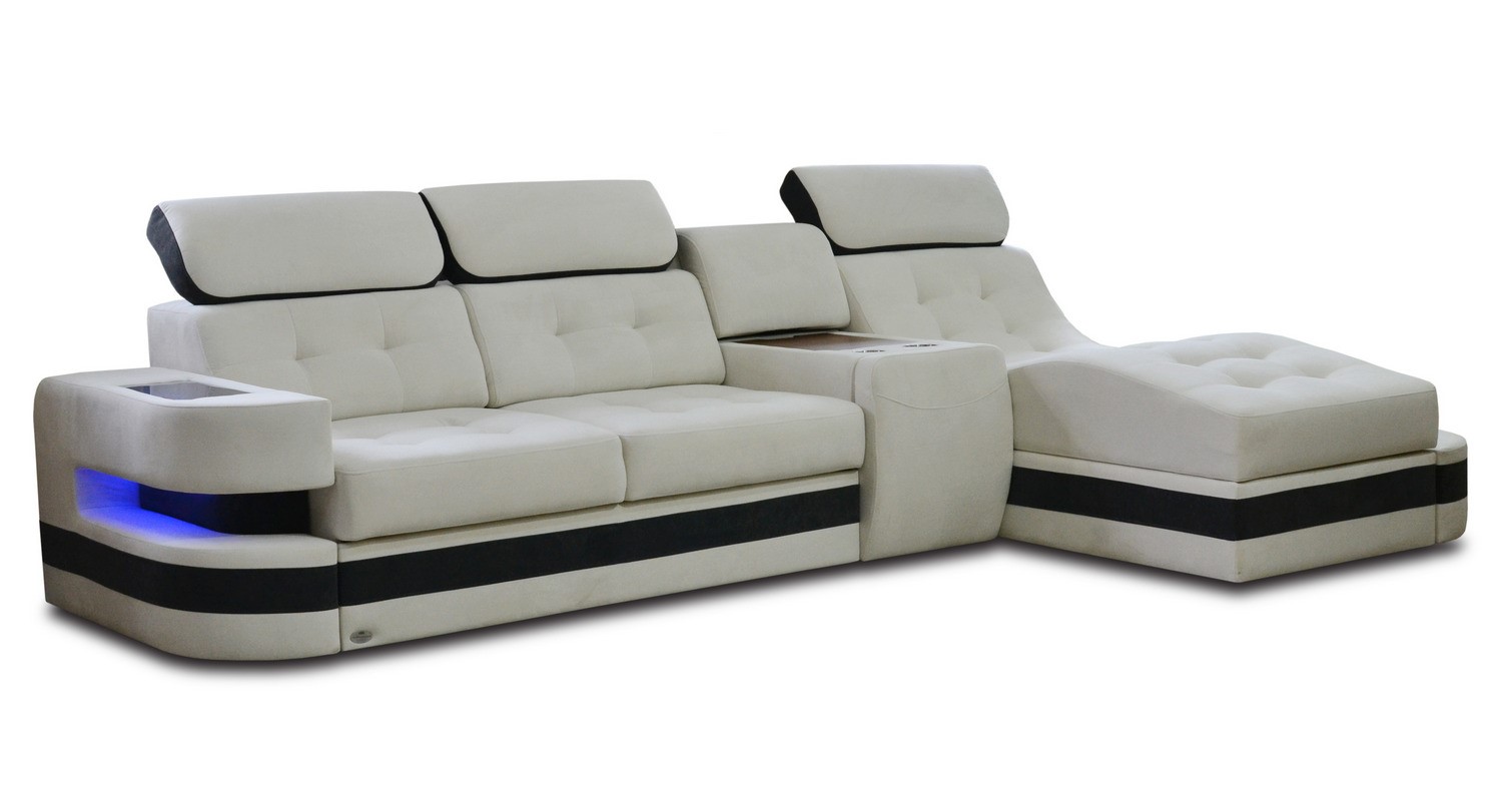 Угловой диван Парламент с оттоманкой (ТТ), с приставкой, подсветкой и ...